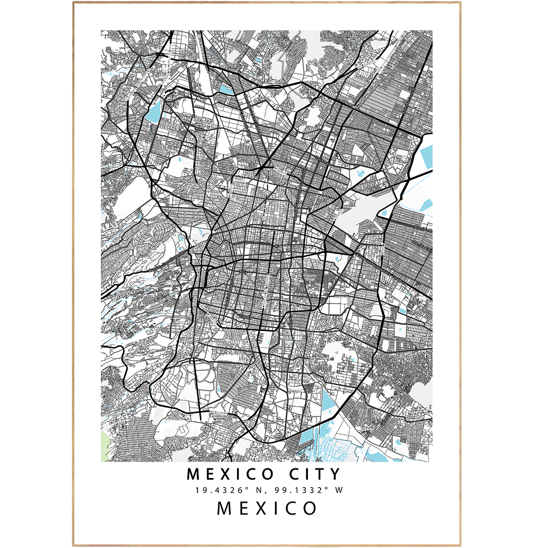 Mexico City StreetMap Print | 98types Custom Map Scandinavian Design
