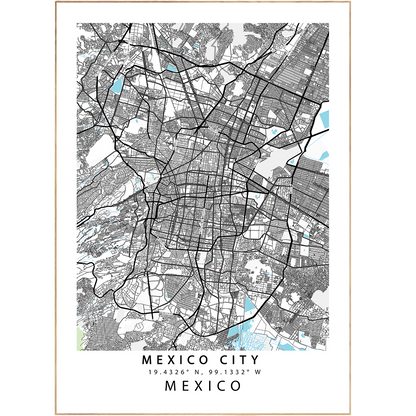 Mexico City StreetMap Print | 98types Custom Map Scandinavian Design